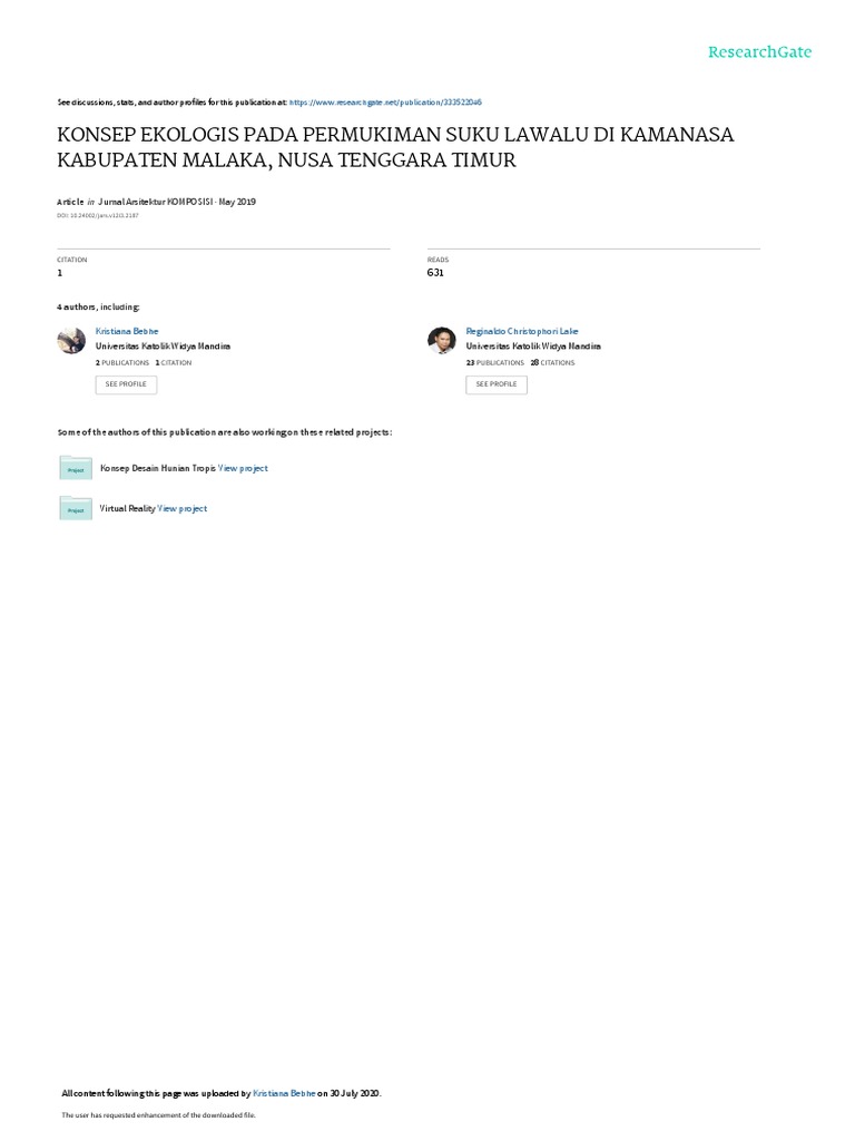 Konsep Ekologis Pada Permukiman Suku Lawalu Di Kam | PDF