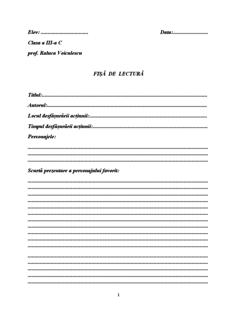 Fisa de Lectura Actualizata | PDF