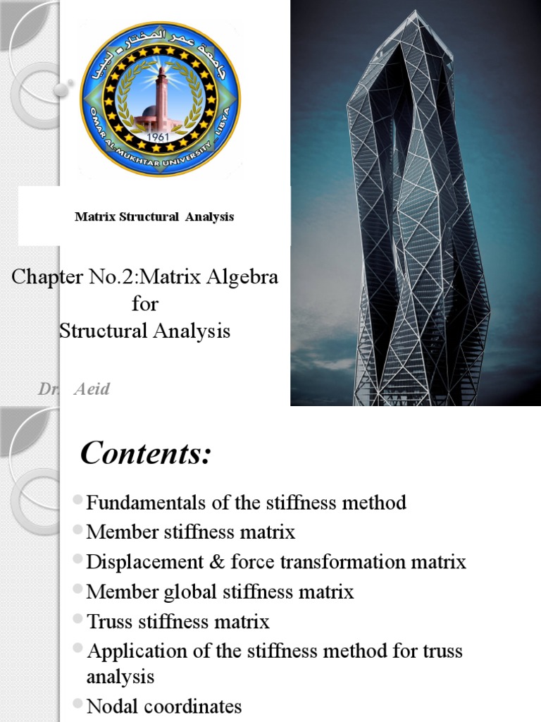 Matrix Algebra for Structural Analysis | PDF | Structural Analysis ...