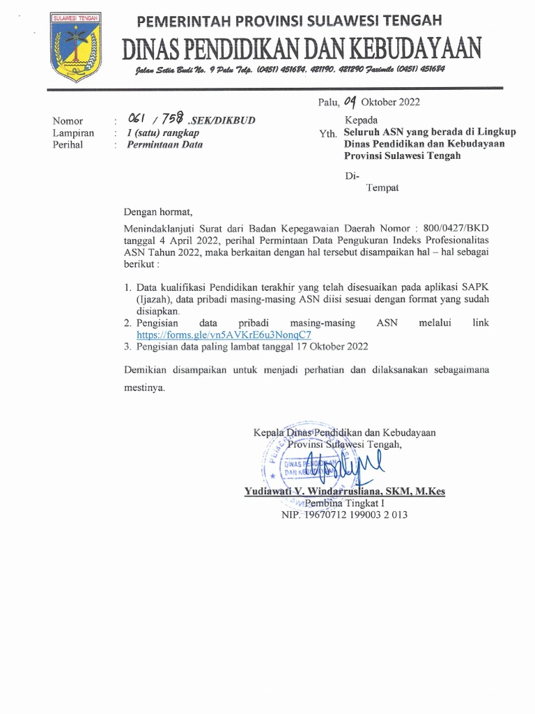 Surat Permintaan Data ASN | PDF