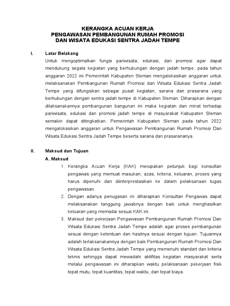 KAK PWS - Edit 25052022 | PDF | Bisnis | Pengelolaan Keuangan & Uang