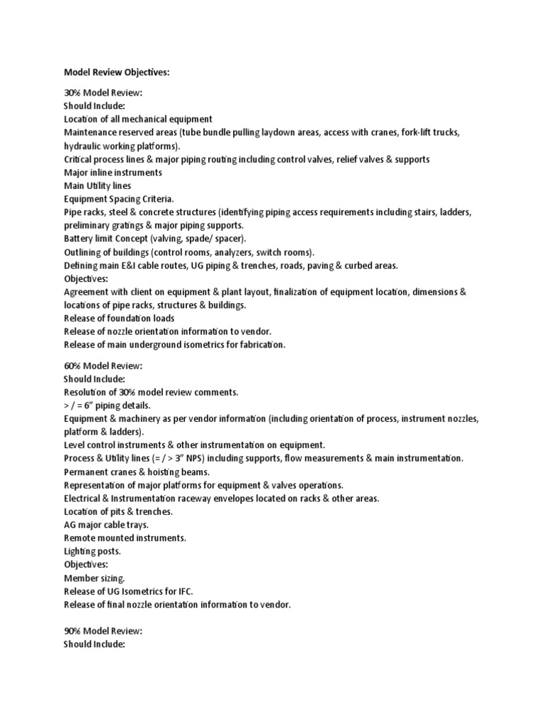 Model Review Objectives | PDF | Crane (Machine) | Pipe (Fluid Conveyance)