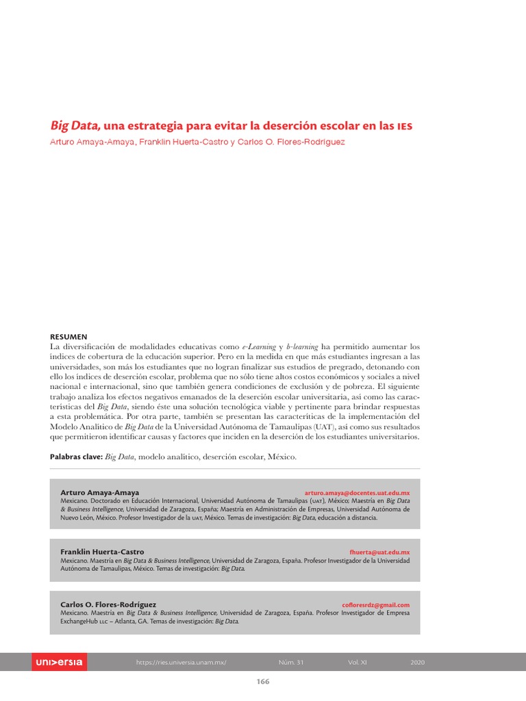 Big Data, Una Estrategia para Evitar La Deserción Escolar en Las Ies | PDF | Big Data ...