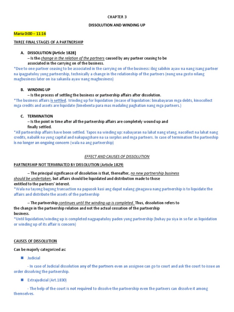 Partnership Chapter 3-Incomplete | PDF | Liquidation | Partnership