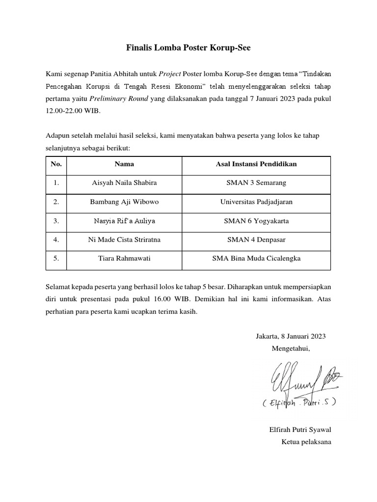 Finalis Lomba Poster Korup-See | PDF