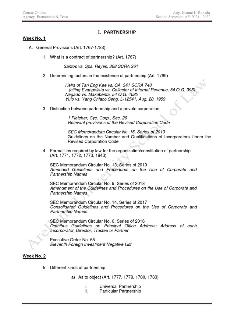 ATAP Syllabus | PDF | Partnership | Liquidation