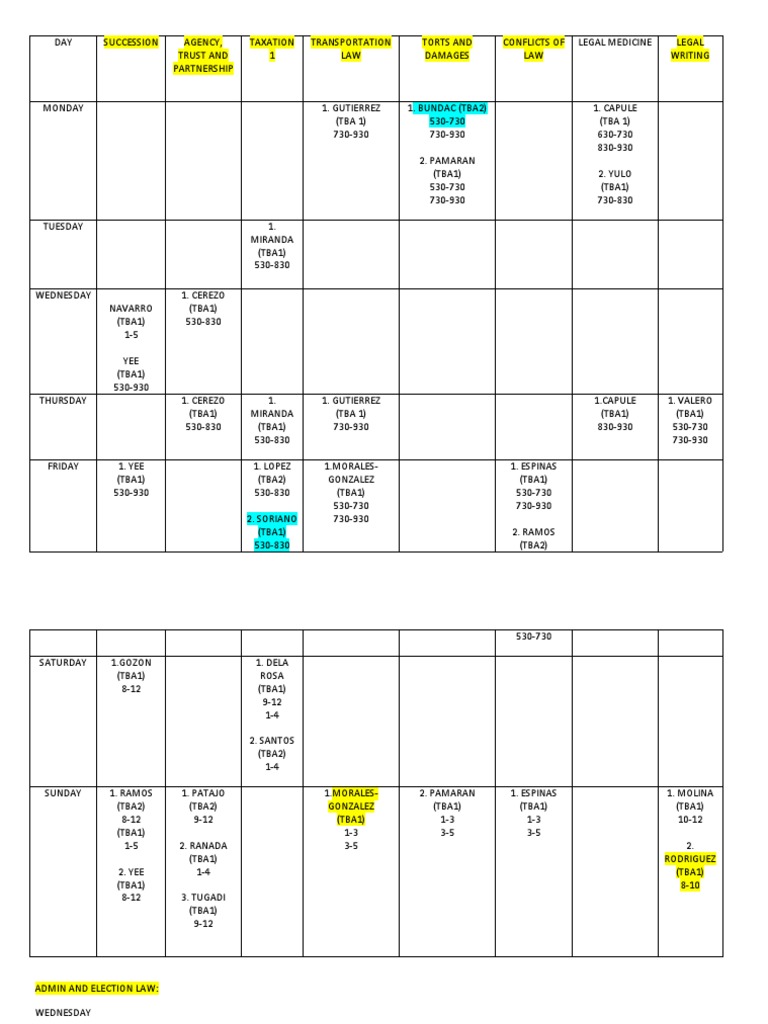Sched-3rd Yr | PDF
