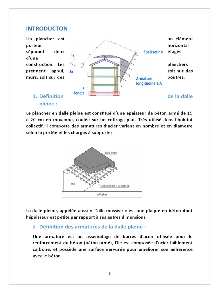 Dalle pleine en béton armé : définition et calcul | PDF | Béton armé ...
