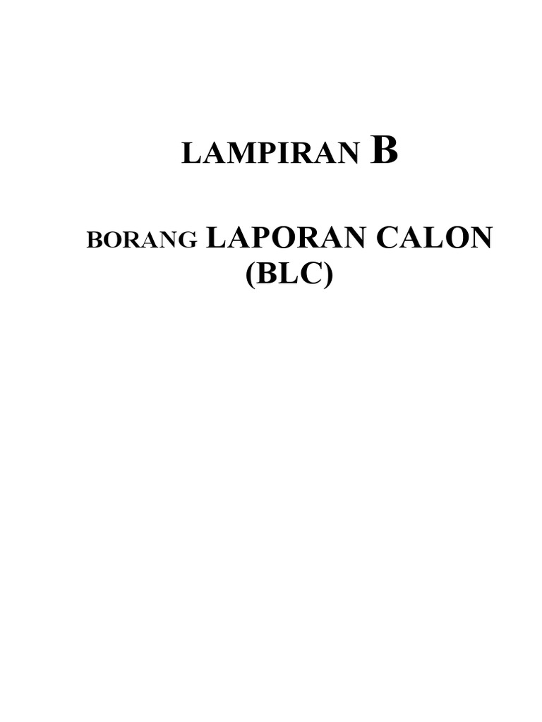 Borang Laporan Calon (BLC) | PDF