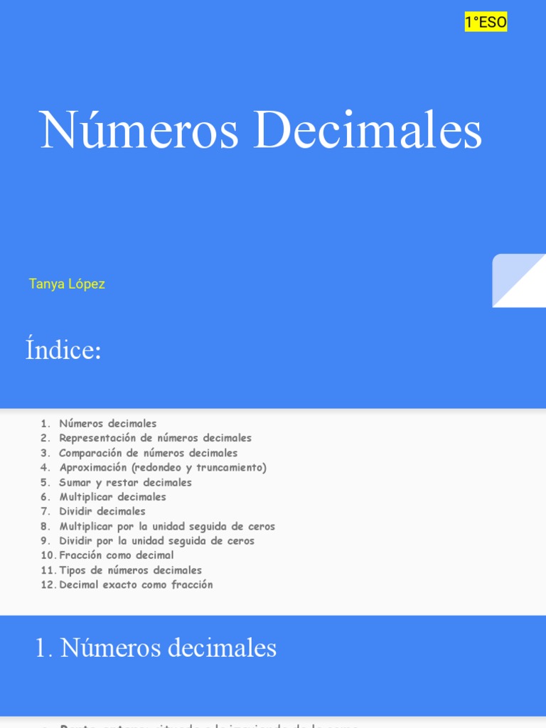 Introducción a los Números Decimales | PDF | División (Matemáticas ...