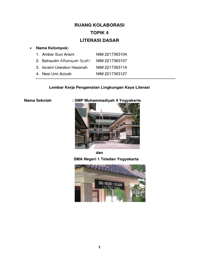 Literasi Dasar - Ruang Kolaborasi - Topik 4 | PDF