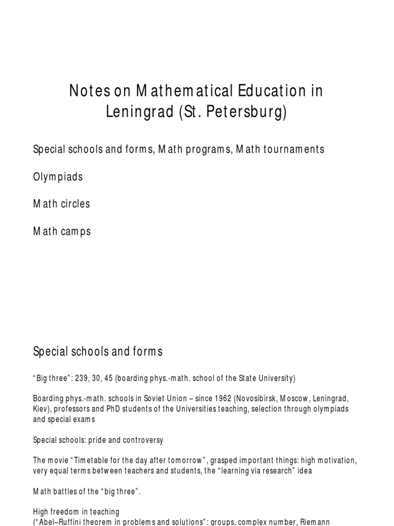 Leningrad Math Edu | Download Free PDF | Mathematics | Numbers