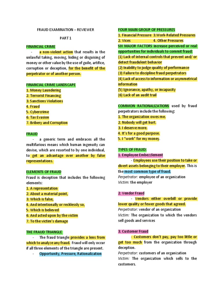 Fraud Examination Reviewer | Download Free PDF | Fraud | Bribery