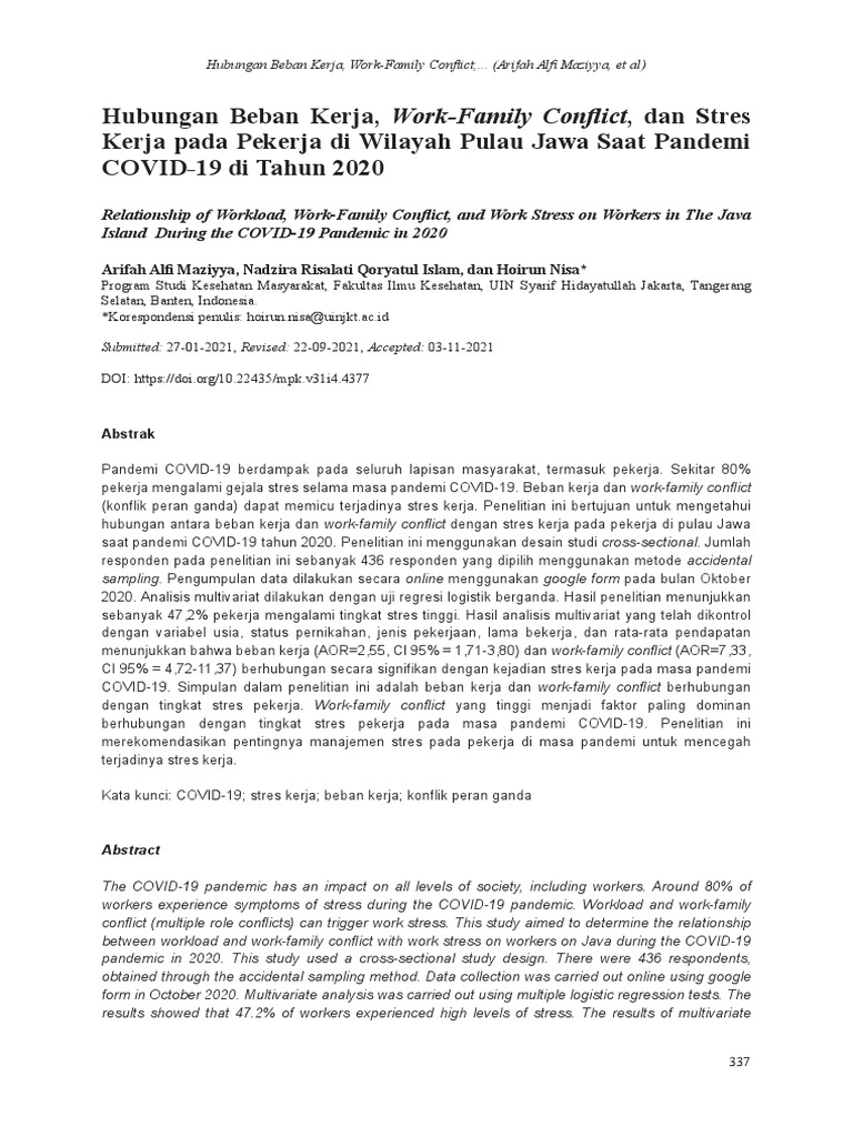 Beban Kerja & Stres Pekerja Jawa 2020 | PDF