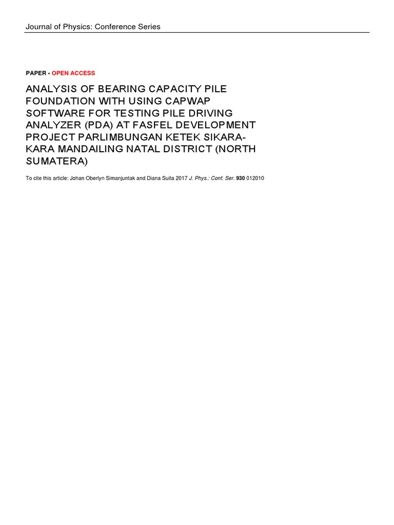 Analysis of Bearing Capacity Pile Foundation Using CAPWAP Software ...