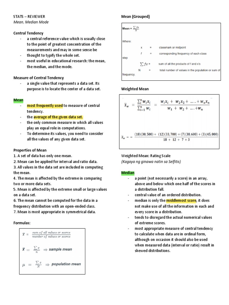 Mean Median Mode | PDF | Mode (Statistics) | Median