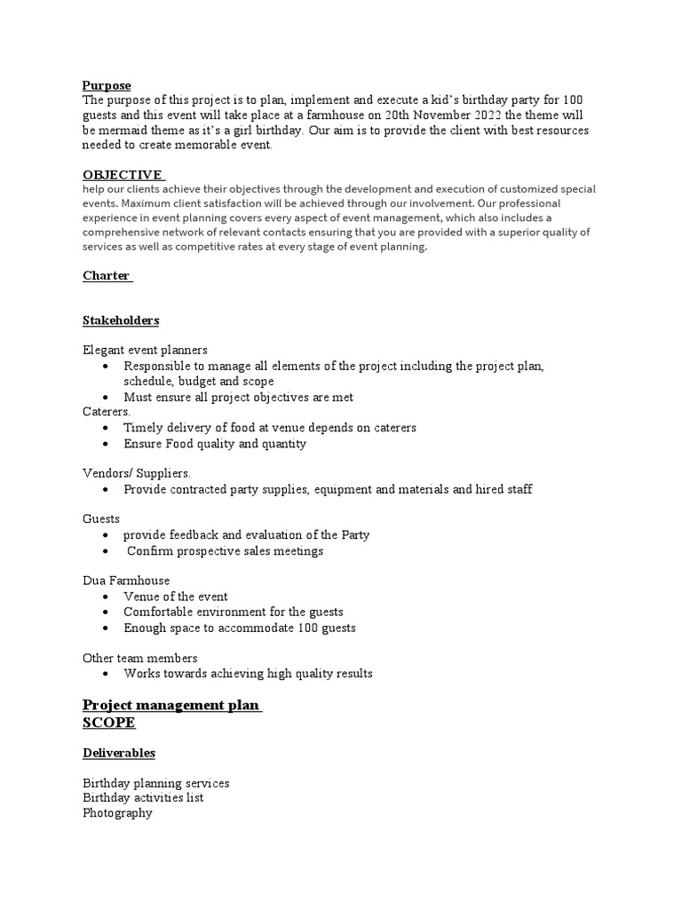 Purpose: Project Management Plan Scope | PDF | Project Management | Business