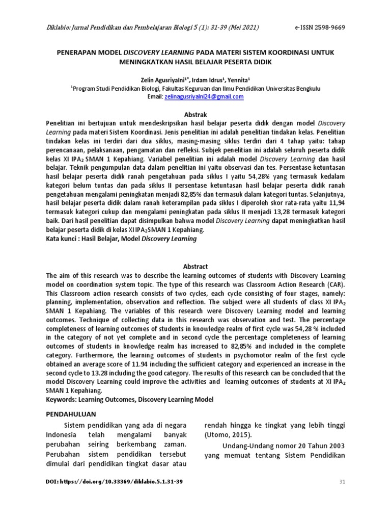 Penerapan Model Discovery Learning Pada Materi Sis | PDF | Karier ... Penerapan Model Discovery Learning Pada Materi Sis | PDF | Karier ...