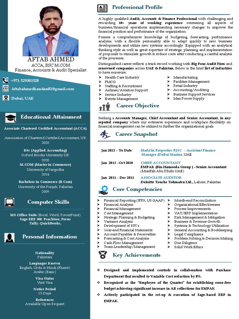 Aftab Ahmad CV | PDF | Internal Control | Accounting