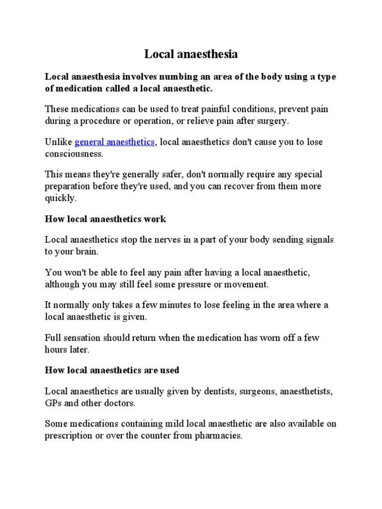 Local Anesthesia | PDF | Anesthesia | Pain