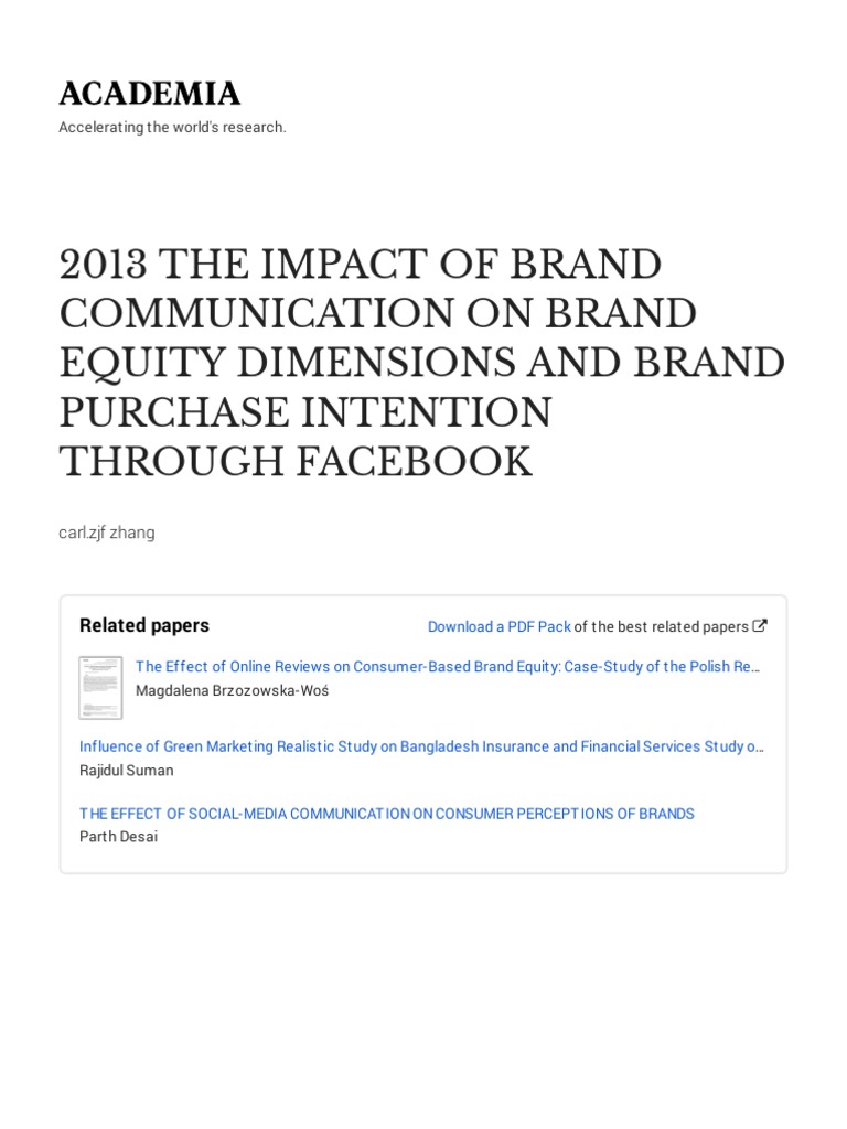 2013 THE IMPACT OF BRAND COMMUNICATION ON BRAND EQUITY DIMENSIONS AND ...