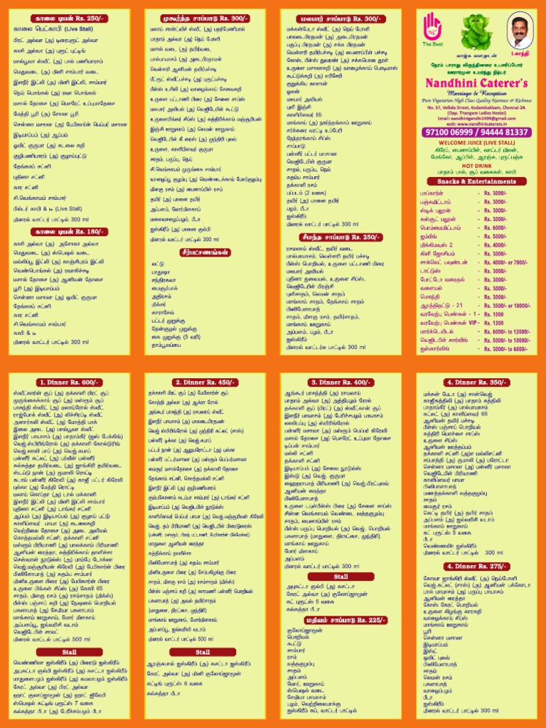 Nandhini Catering Menu 1.cdr For Plate | PDF