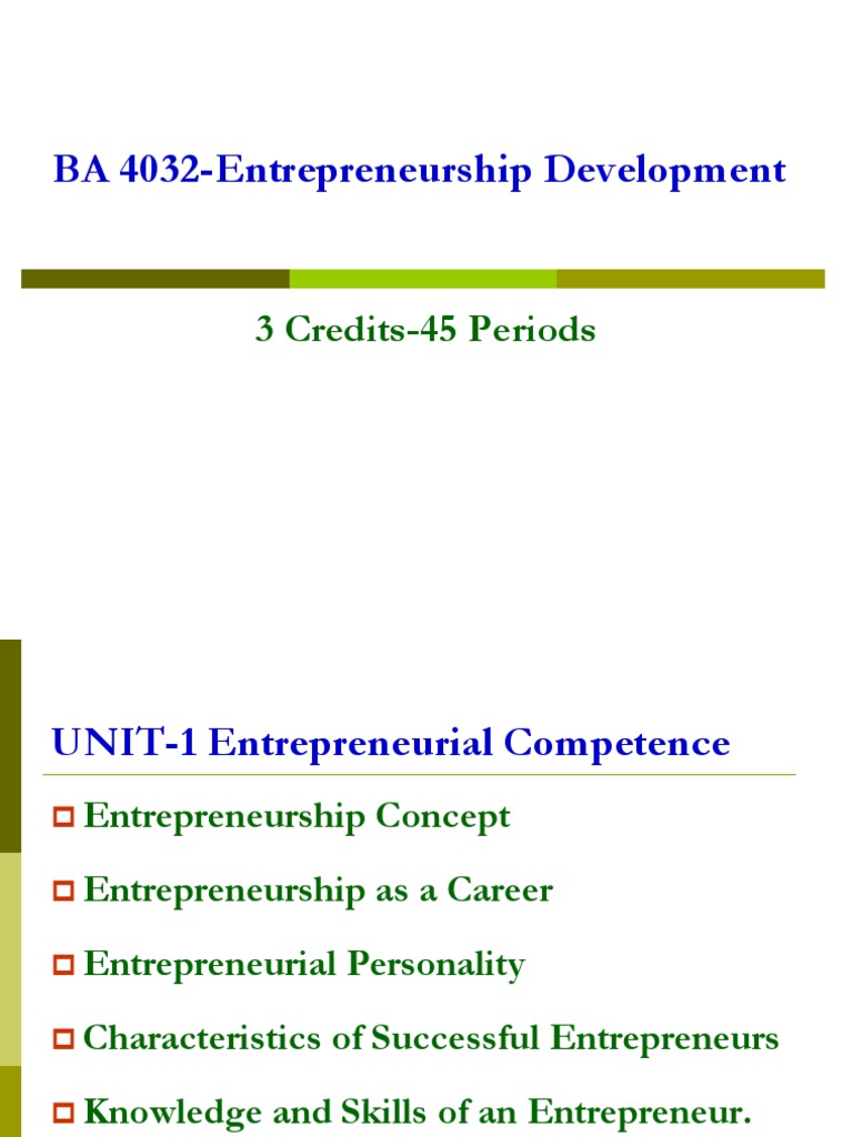 BA4032 Entrepreneurship Development | PDF | Entrepreneurship ...