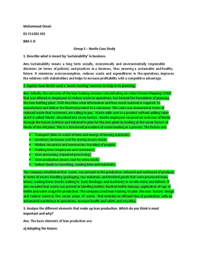 Nestle Case Study | PDF | Lean Manufacturing | Supply Chain