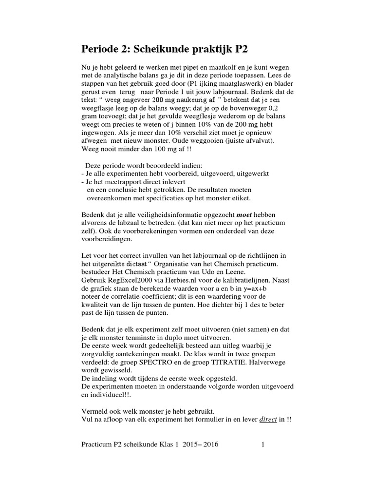 Periode 2 - Scheikunde Praktijk P2 | PDF