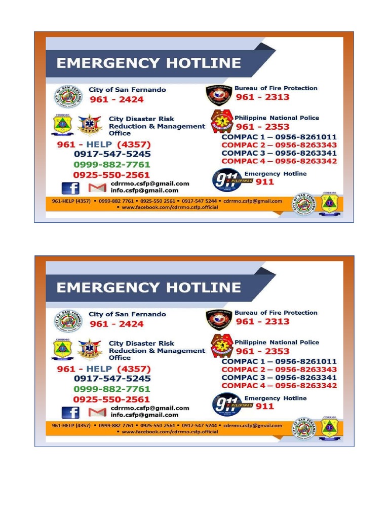 DRRM Hotlines | PDF