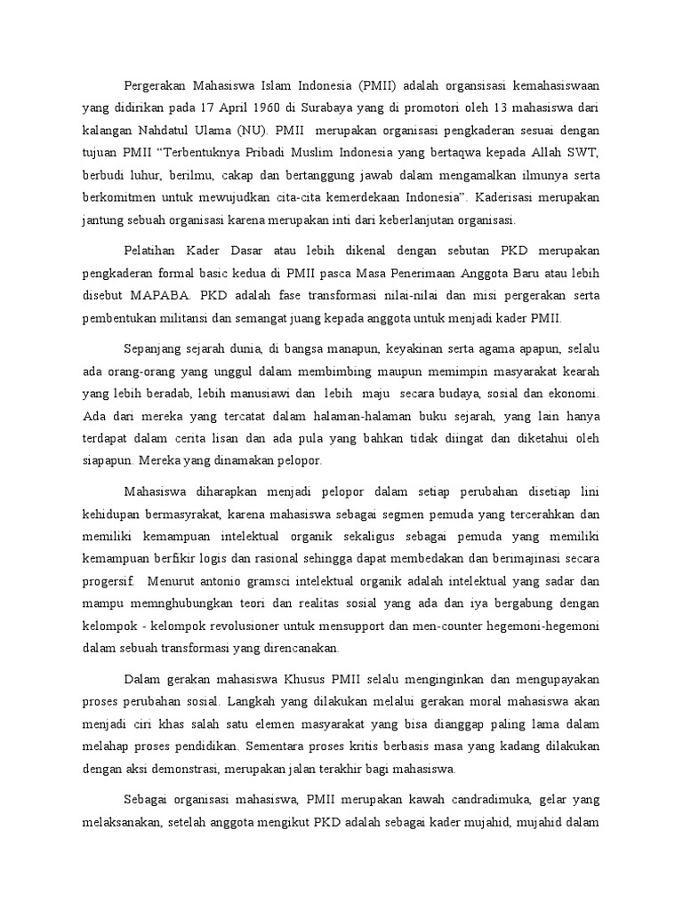 PKD PMII: Membangun Kader Mujahid | PDF | Karier & Perkembangan