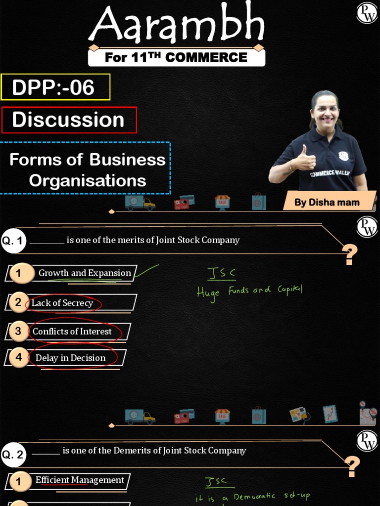 Forms of Business Organisations - DPP 06 Discussion Notes - (Aarambh ...