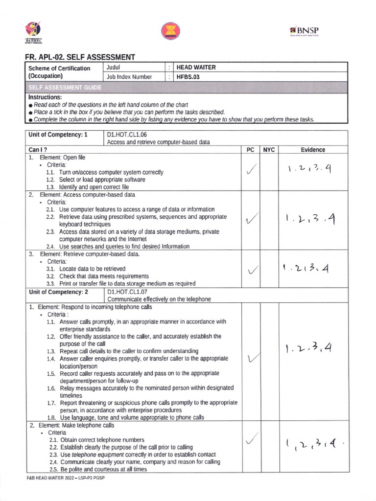 Contoh Pengisian APL 2 | PDF | Occupational Safety And Health | Risk