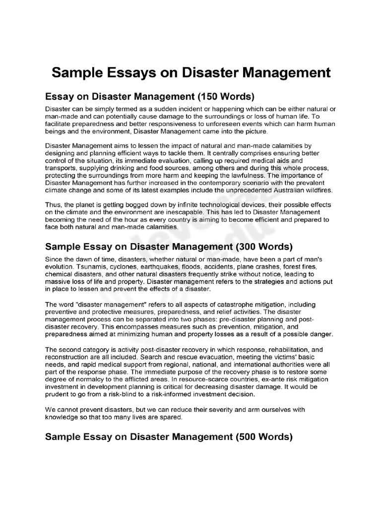 Essay On Disaster Management PDF Download | PDF