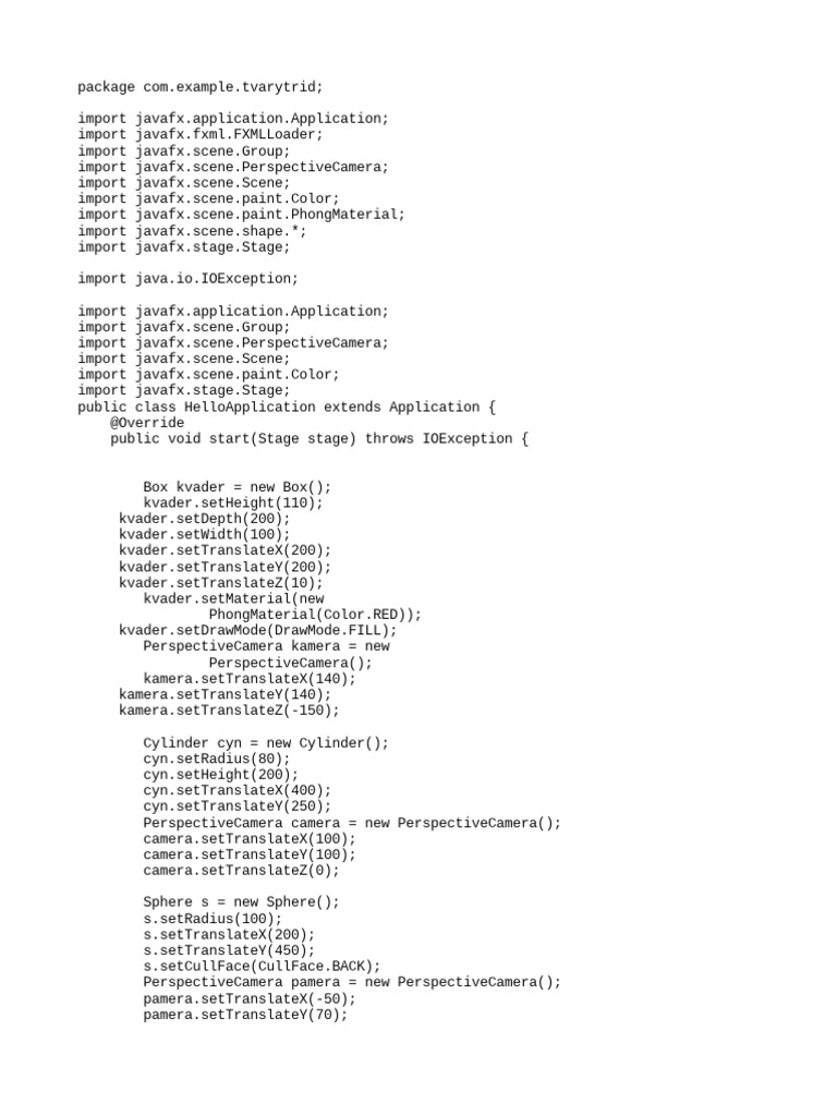 JavaFX 3D Shapes Demo | PDF