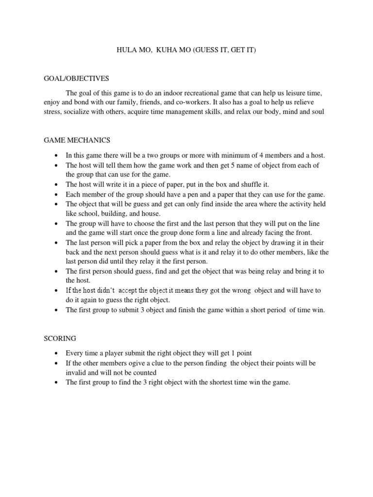 Recreational Game | PDF