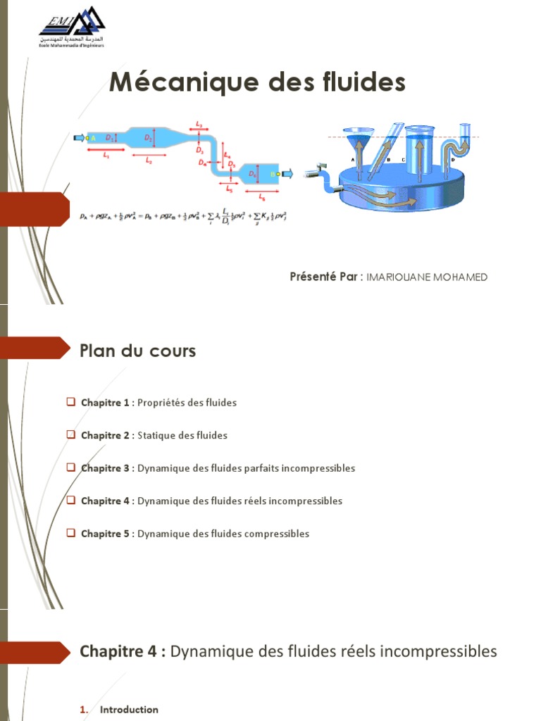 Cours de La Mécanique Des Fluides-Chapitre 4 | PDF | Dynamique des fluides | Écoulement laminaire