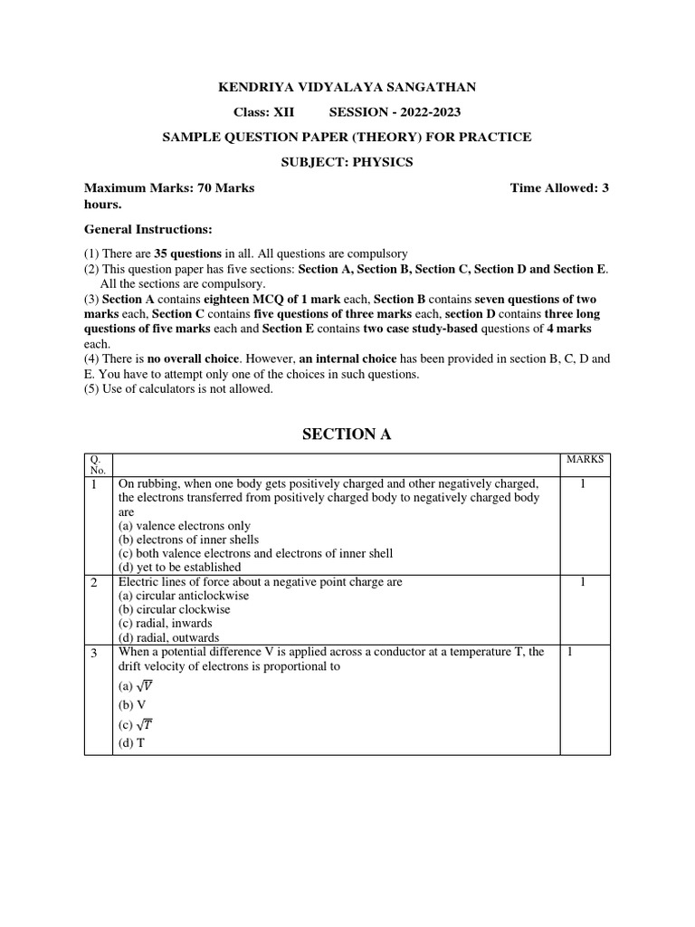 Sample Paper Physics 12th., Set-2, 2022-23 | PDF | Photoelectric Effect | P–N Junction