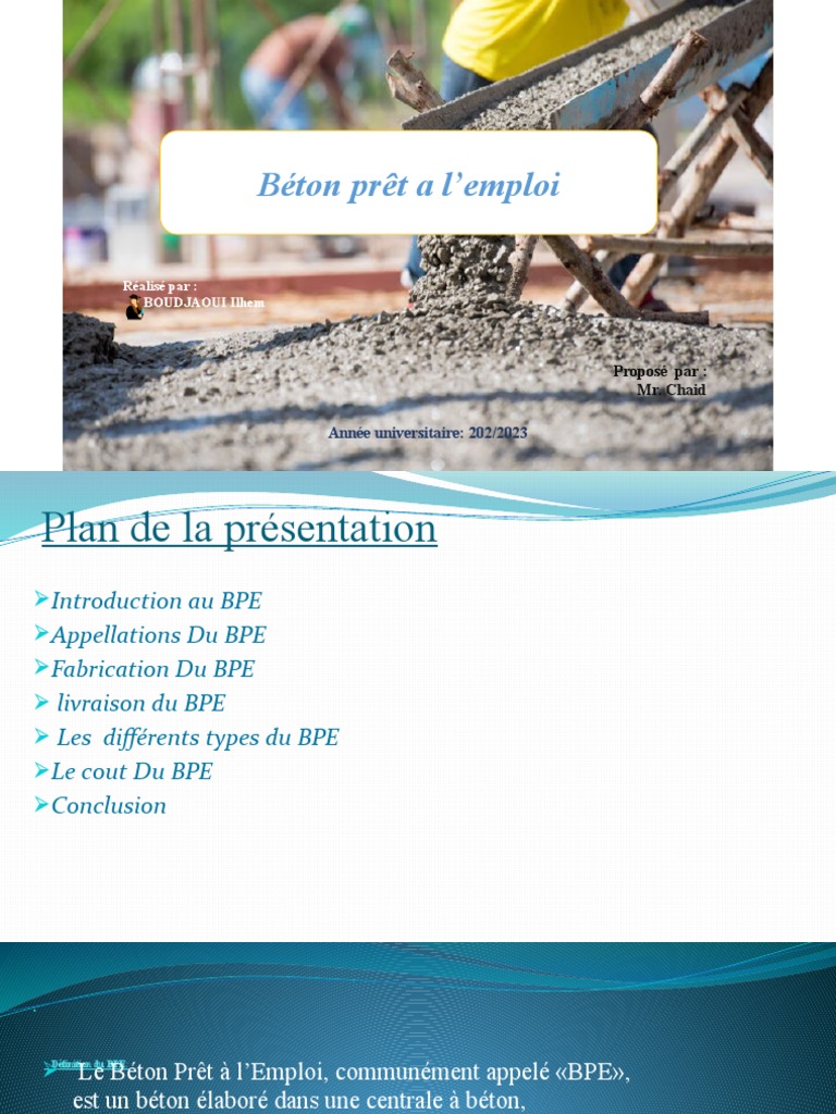 Bpe PPT 1 | PDF | Béton | Matériaux de construction