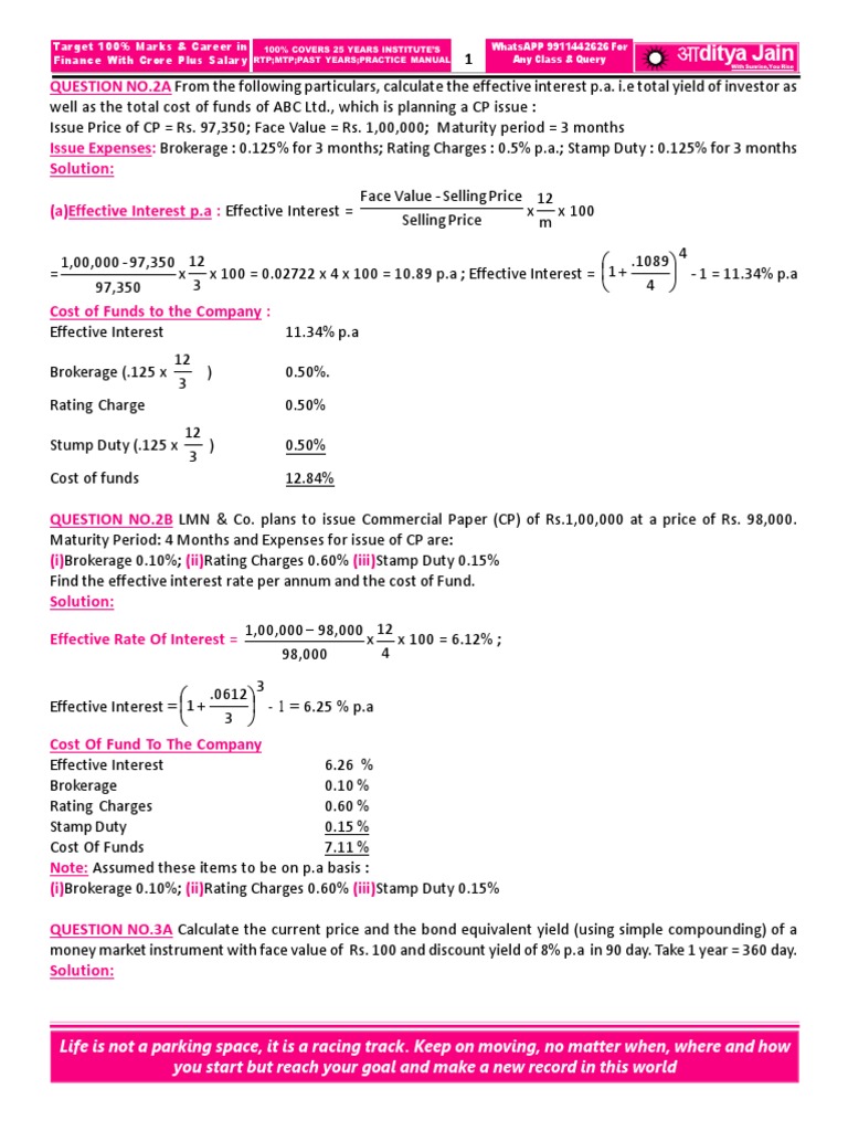 Mmo Most Important Question Solution | PDF | Bonds (Finance) | Yield (Finance)