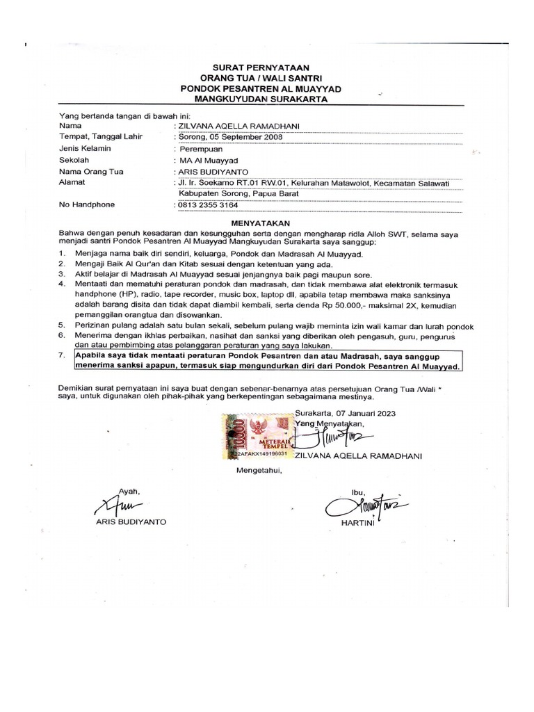 Surat Penyataan | PDF