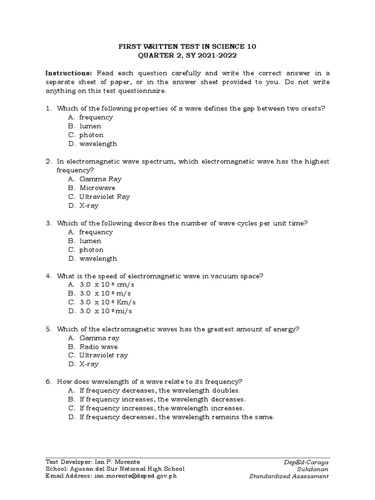 Understanding Electromagnetic Waves: An Assessment of Knowledge in ...