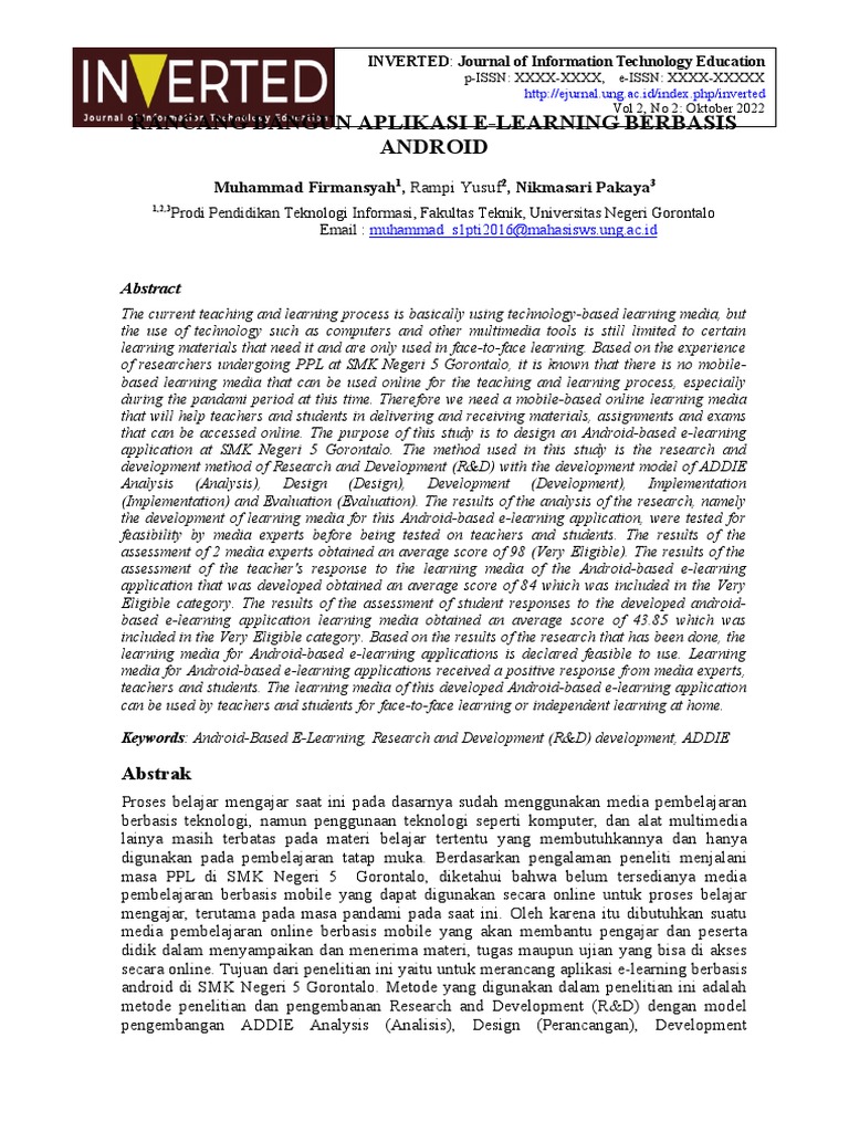 Jurnal Rancang Bangun Aplikasi E-Learning Berbasis Android Ikmal | PDF | Computing | Learning