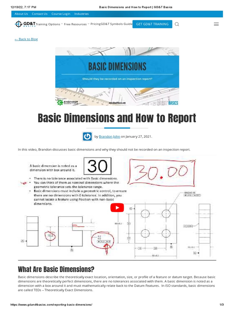 Basic Dimensions and How To Report - GD&T Basics | PDF | Engineering ...