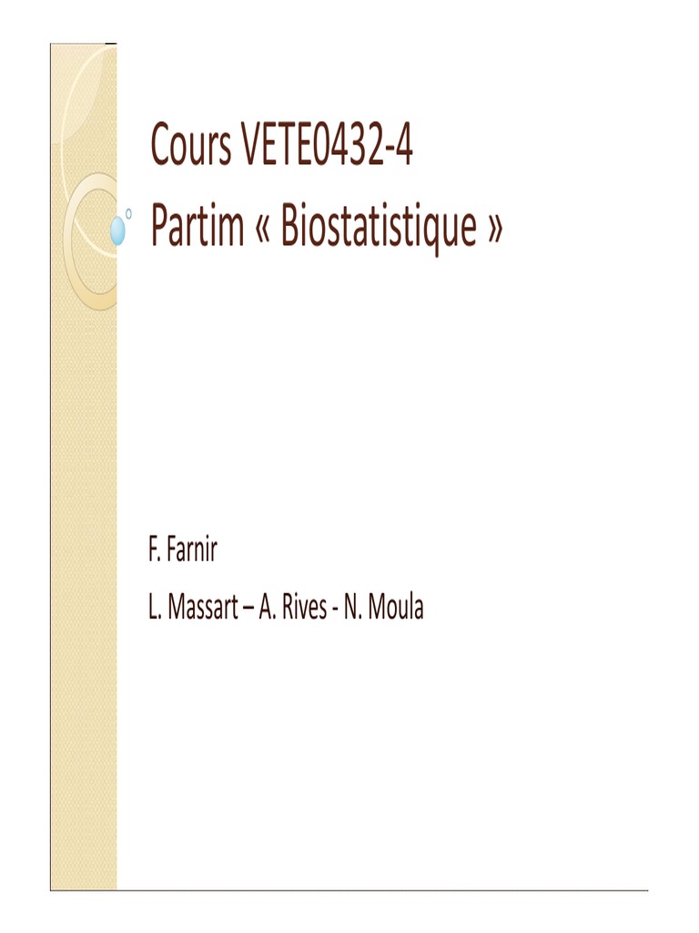 Cours 1 Biostatistique | PDF | Loi de probabilité | Variable aléatoire