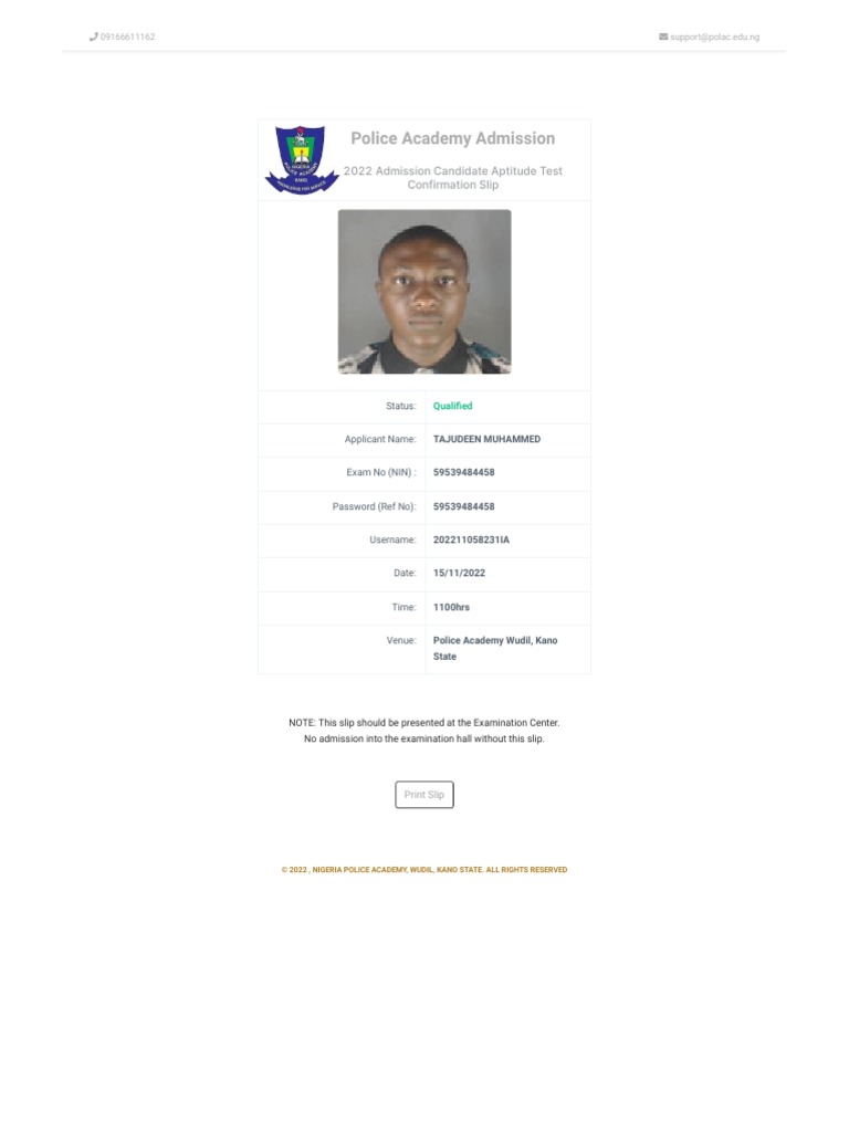 Nigeria Police Force Admission Portal - NPF 20222 | PDF