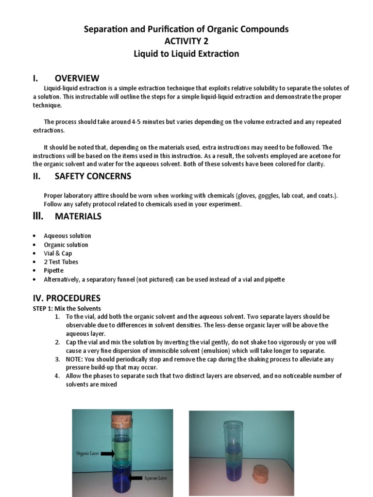 Separation and Purification of Organic Compounds | PDF | Solvent ...