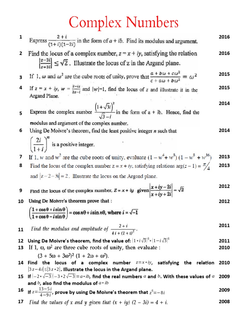 Complex Numbers | PDF | Complex Number | Numbers