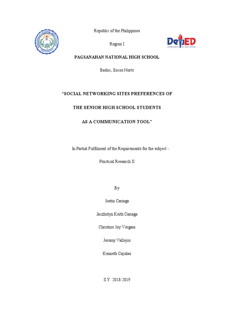 Research Paper: Social Networking Sites Preferences of The Senior High ...