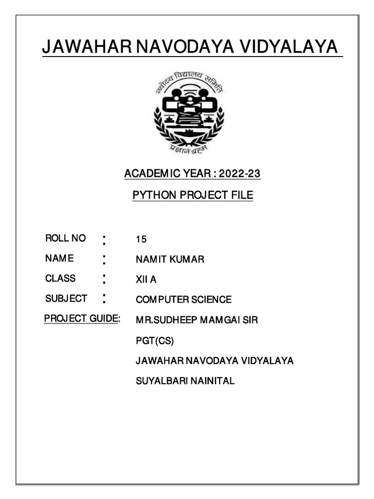 Computer Science Project Work Class 12 | PDF | Advanced Micro Devices | User (Computing)